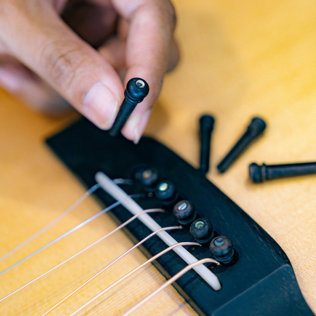 Ebony wood bridge pins acoustic guitar - hermanguitar