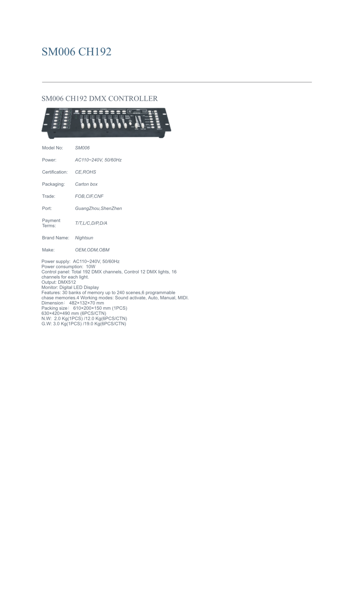 Control SM006 Nigtsun - tprojectlight