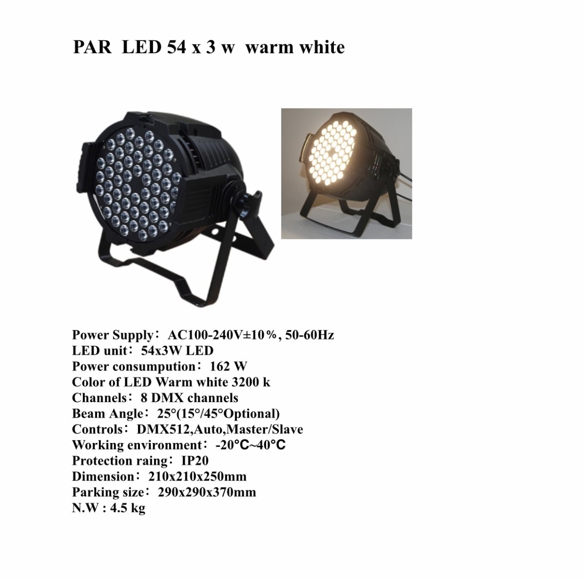 Par LED 54x3w - tprojectlight