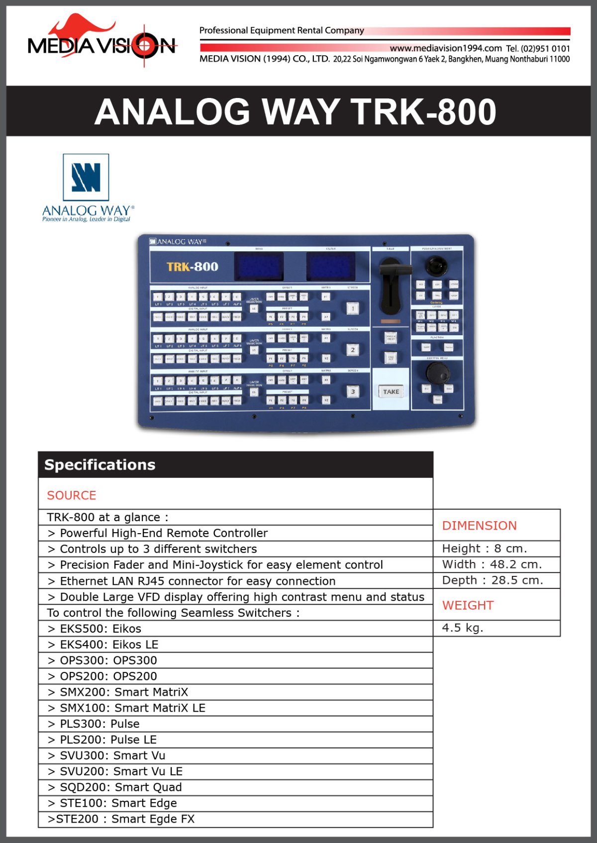 ANALOG WAY TRK-800 - mediavision1994