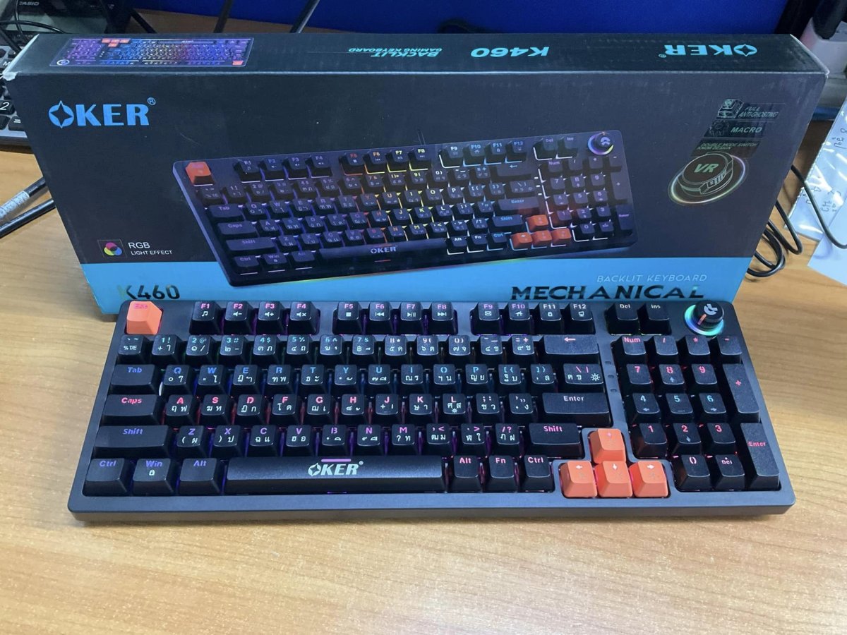 KEYBOARD OKER K460 BLACK - BLUE SWITCH Oker เกมมิ่งคีย์บอร์ดไฟ RGB - ithutstore