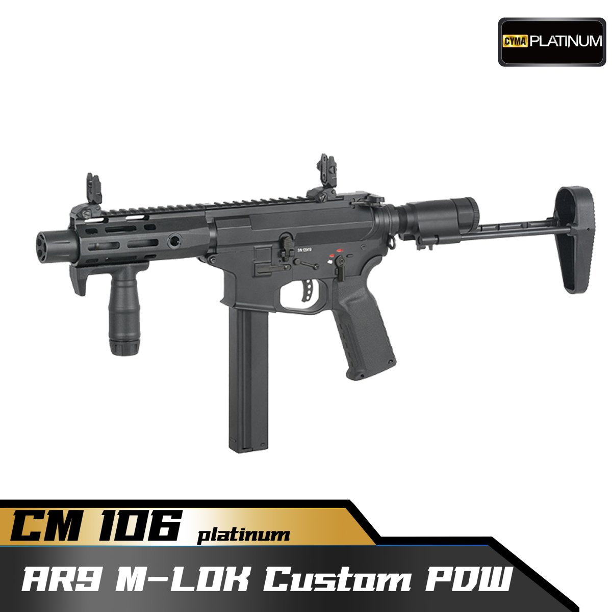 CYMA Platinum AR9 M-LOK Custom PDW CM.106 E-edition - bbgunzone