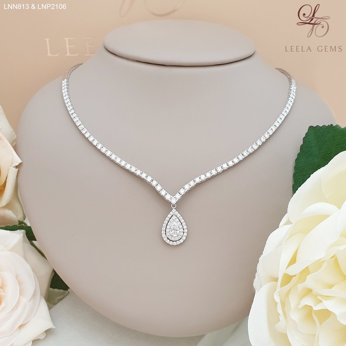Diamond Necklace with detachable pendant - leelagems