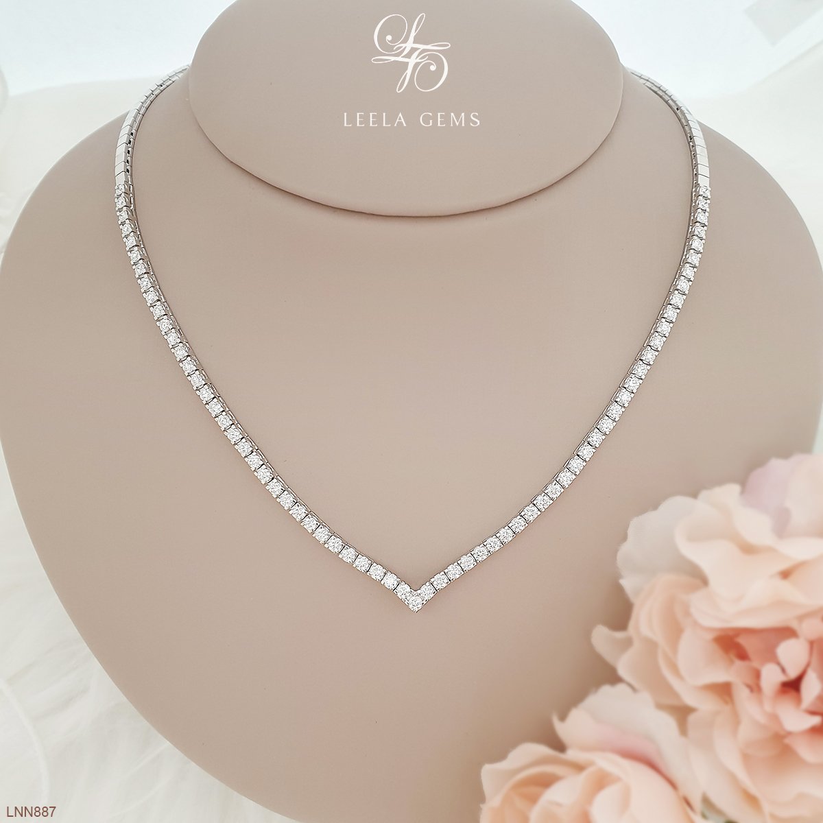 V-shaped Diamond Necklace - leelagems