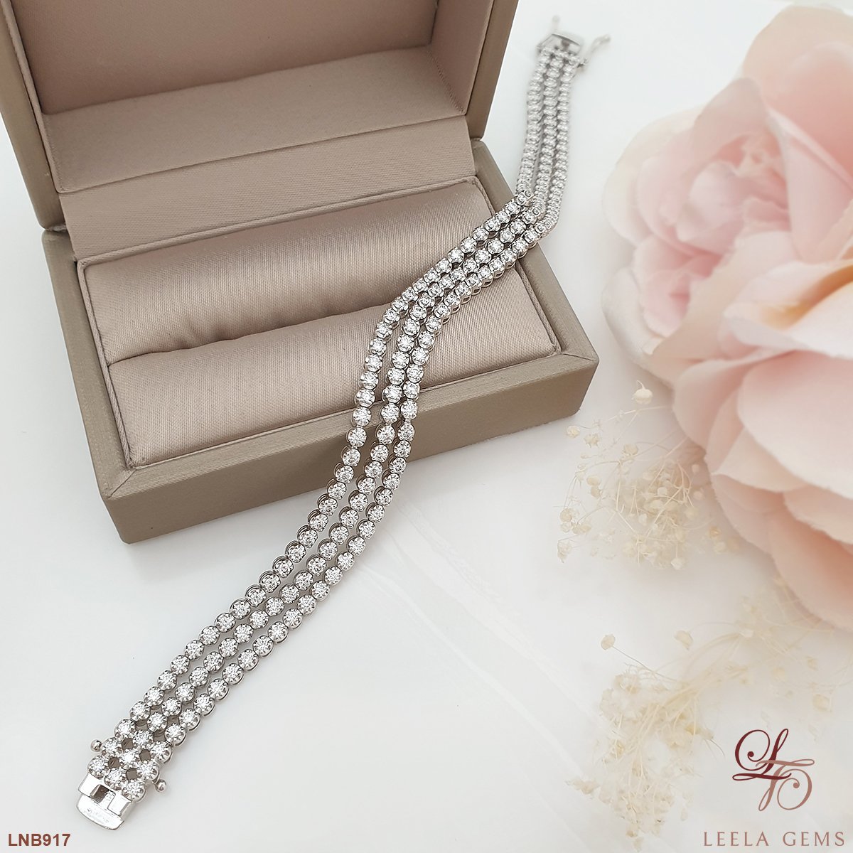 3 row diamond bracelet - leelagems