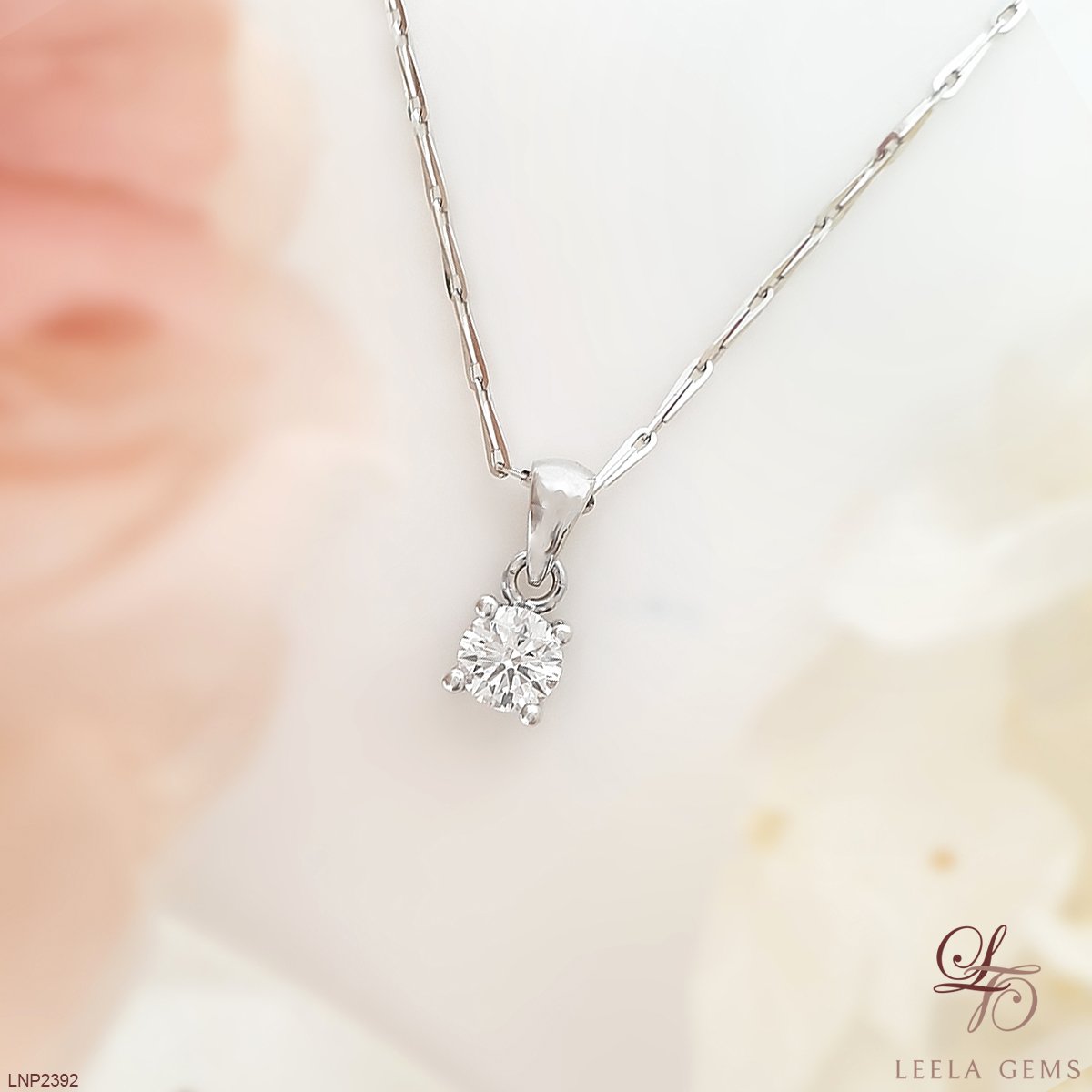 Diamond Pendant with white gold chain - leelagems