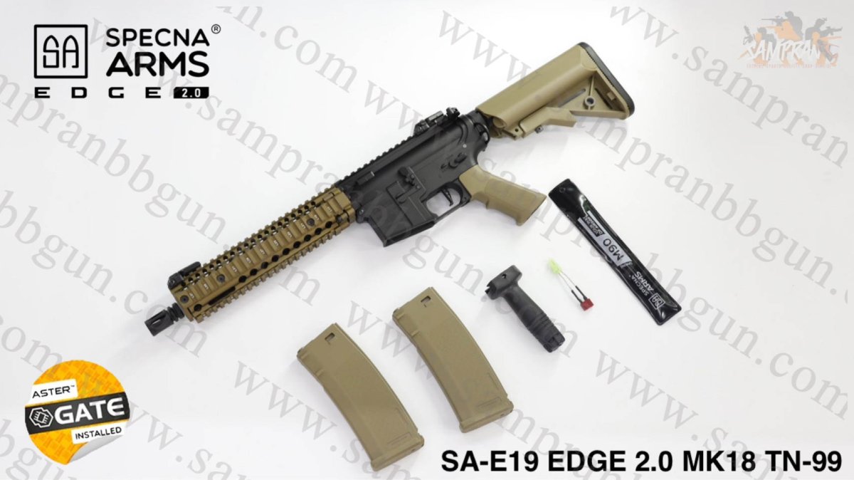 Specna Arms E19 EDGE 2.0TM DD MK18 Mod1 AEG - TAN - sampranbbgun