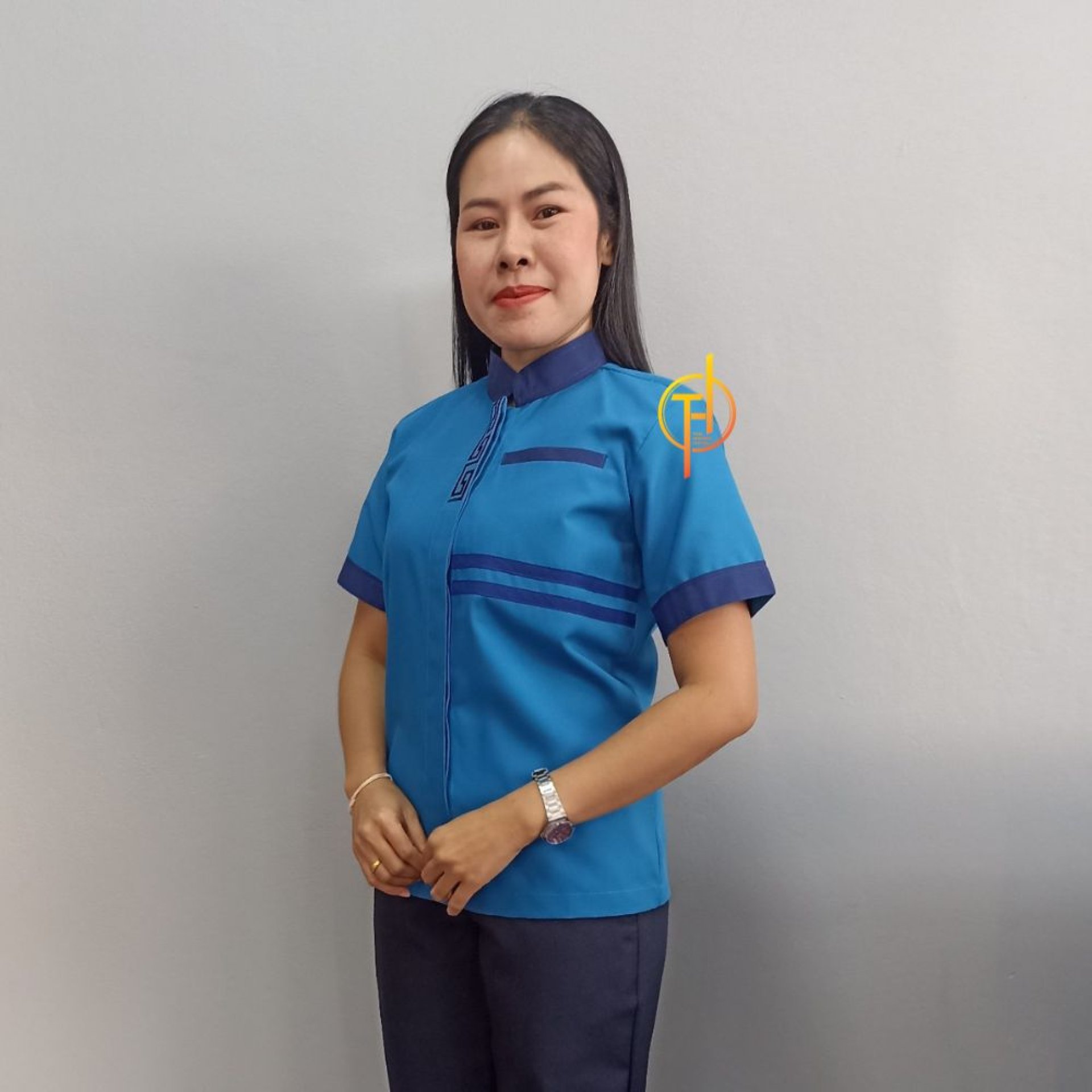 ชุดแม่บ้านสำเร็จรูป เสื้อแม่บ้านคอจีน - thaiuniformcenter