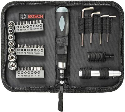 ชุดดอกไขควงและลูกบ๊อกซ์ พร้อมด้ามขัน 38 ชิ้น BOSCH รุ่น Bag Pack Set 38pcs.