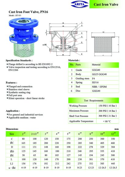Cast Iron Foot Valve, JIS 10K - pneumaengineering