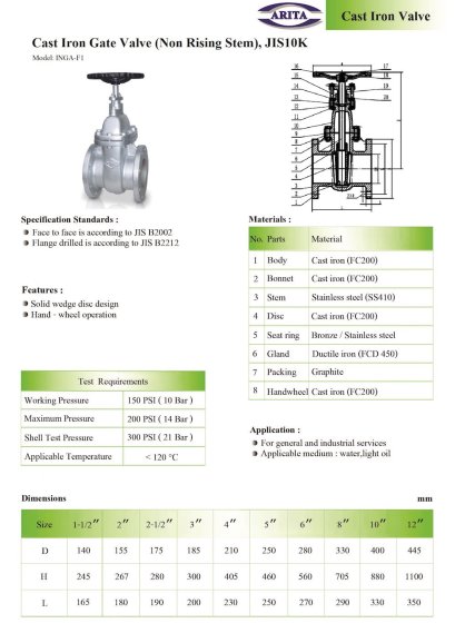 Cast Iron Gate Valve (OS&Y), JIS 10K - pneumaengineering