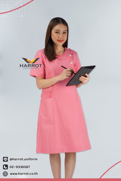 ชุดกระโปรง คอกลม สีม่วง (HPD0003) - Harrot