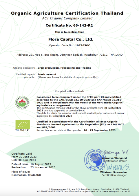 Certificates - Namdhari's Thai Fresh | Fruits & Vegetables Import & Export