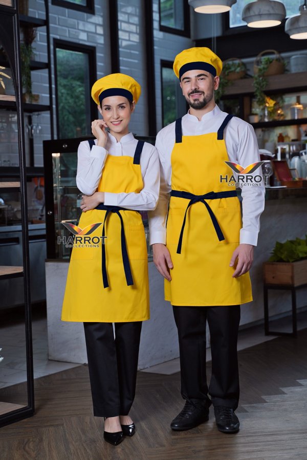 Dark Blue-Yellow Loft Full Apron - harrot