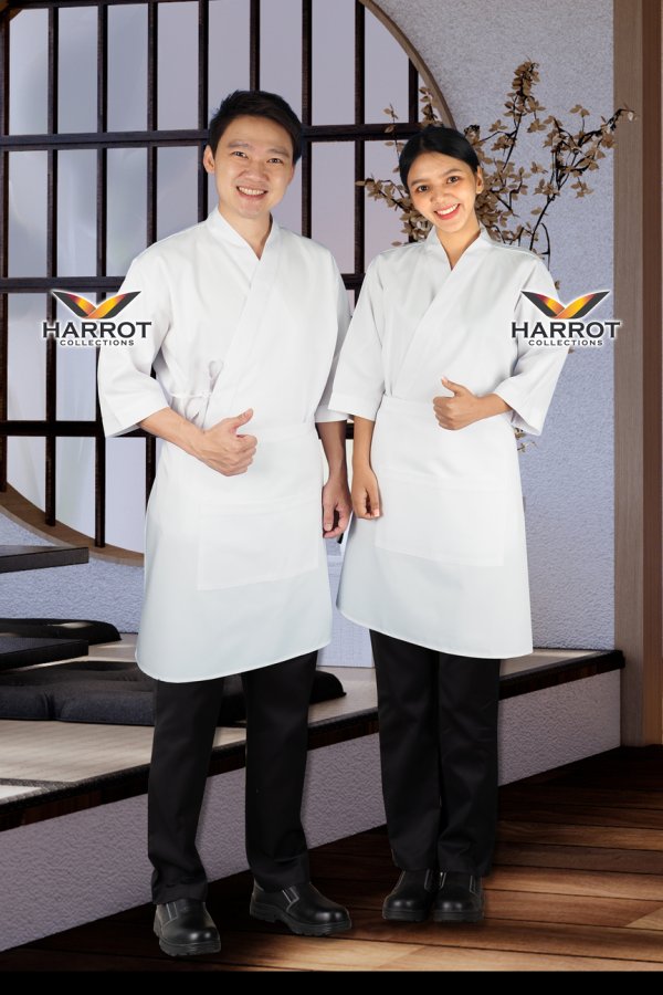 White Japanese Chef Jacket (FSS0610) Unisex - harrot