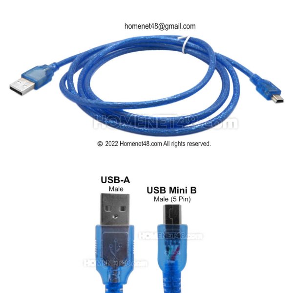 สาย USB Mini B (5 pin) สายชาร์จกล้องติดรถยนต์ กล้องหน้ารถ - homenet48