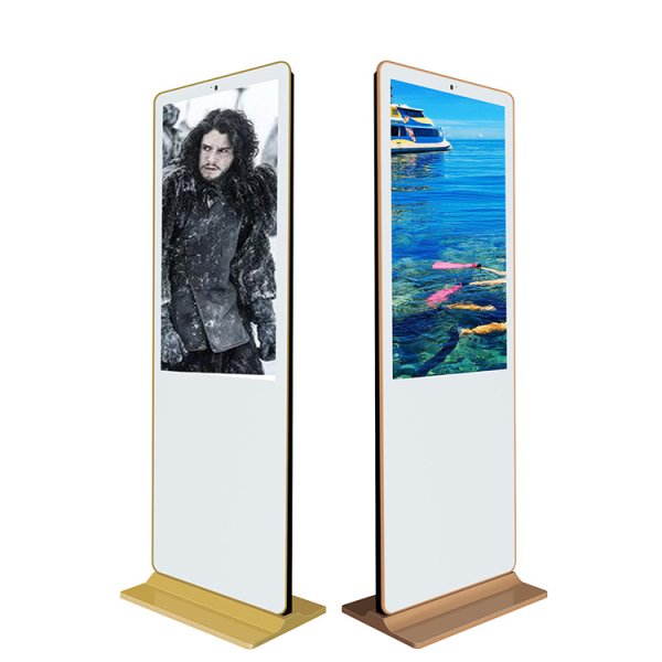 Digital Signage Kiosk White and Gold Color - vrltled