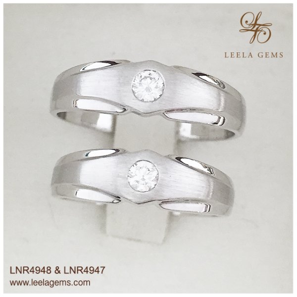 Couple Rings in 18K White Gold - leelagems