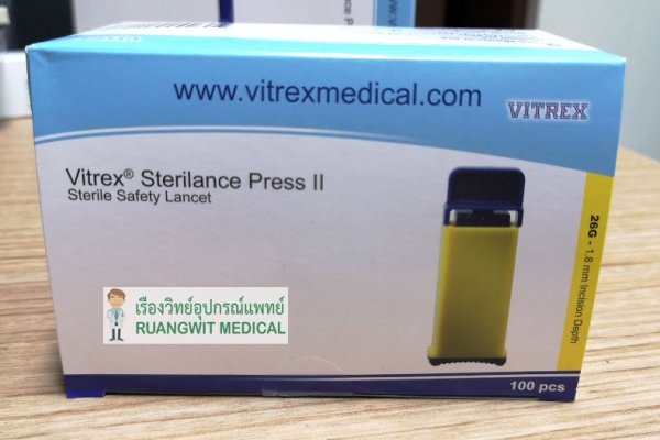 เข็มเจาะเลือด Vitrex Sterilance Press II (100อัน/กล่อง) - ruangwitmedical