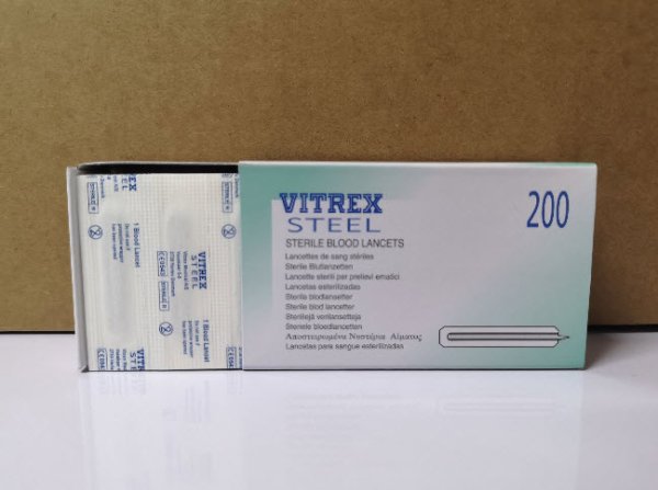 ใบมีดเจาะเลือดสแตนเลส Vitrex - Blood Lancet - ruangwitmedical